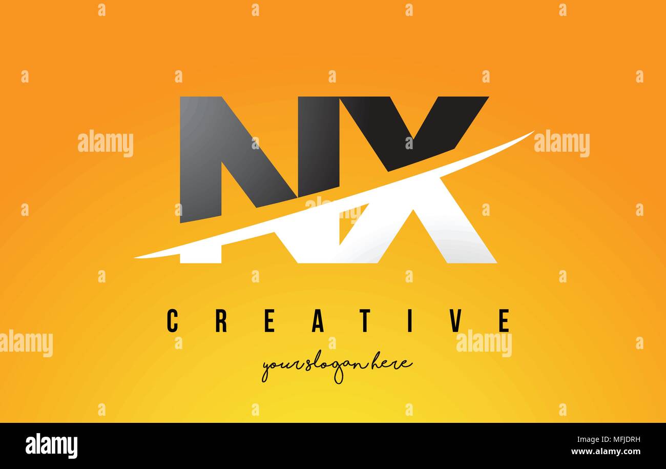 NX N X Letter Modern Logo Design with Swoosh Cutting the Middle Letters ...