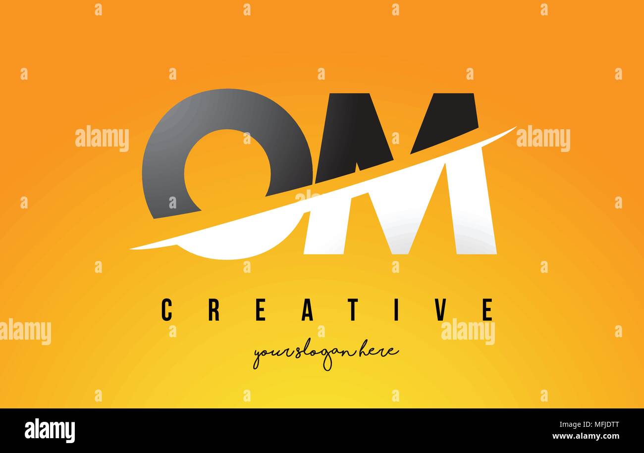 OM O M Letter Modern Logo Design with Swoosh Cutting the Middle Letters ...