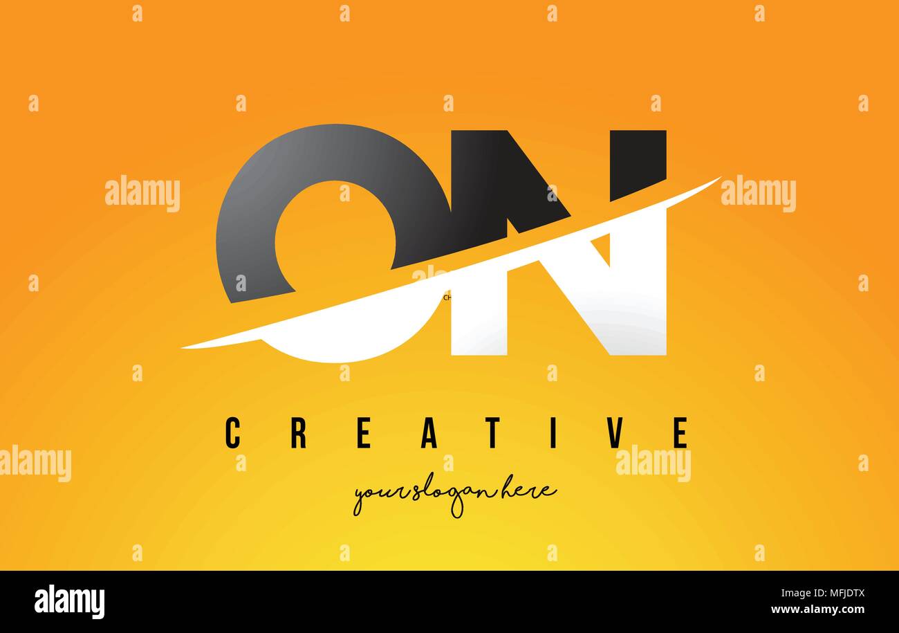 ON O N Letter Modern Logo Design with Swoosh Cutting the Middle Letters ...