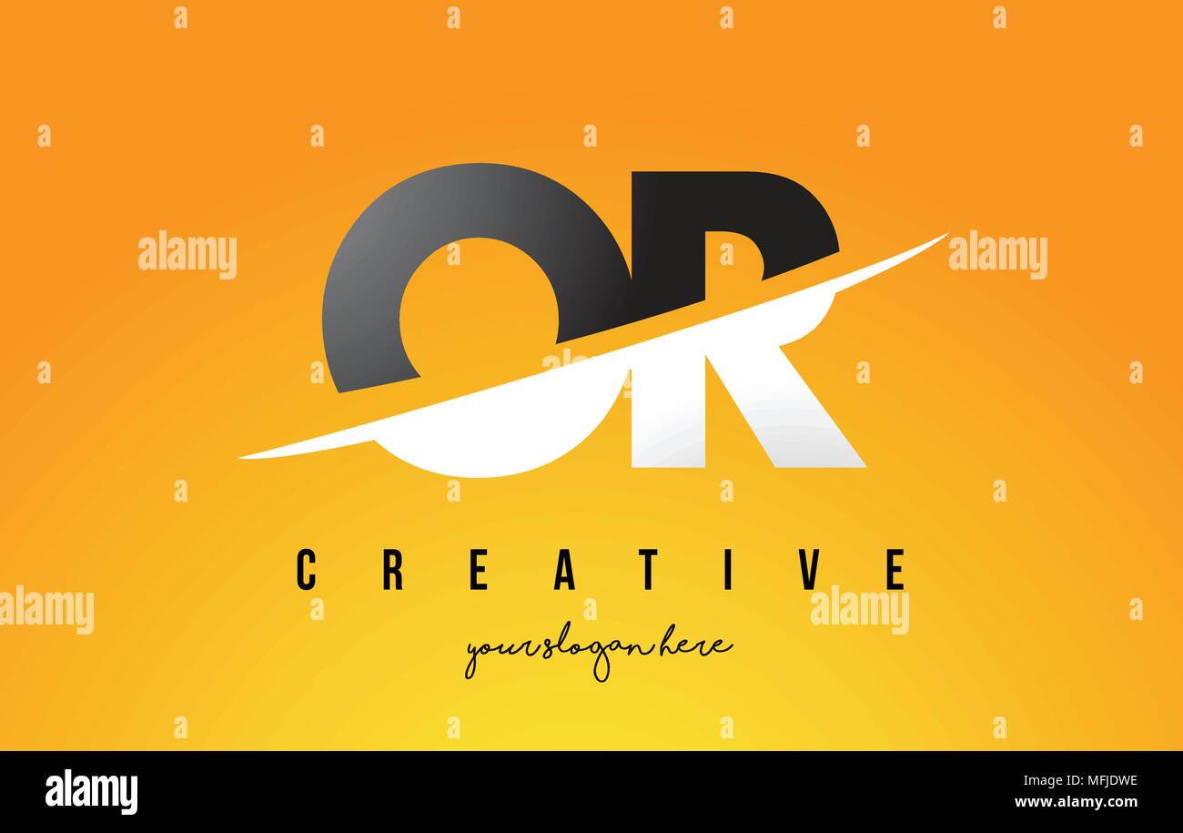 OR O R Letter Modern Logo Design with Swoosh Cutting the Middle Letters ...