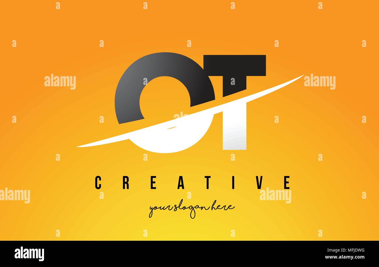 OT O T Letter Modern Logo Design with Swoosh Cutting the Middle Letters ...