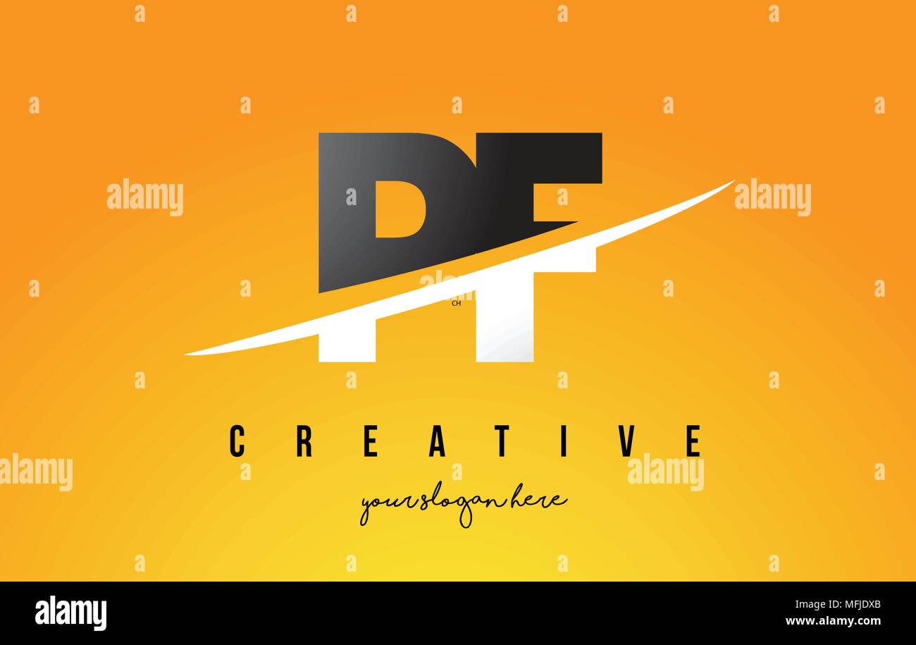 PF P F Letter Modern Logo Design with Swoosh Cutting the Middle Letters ...