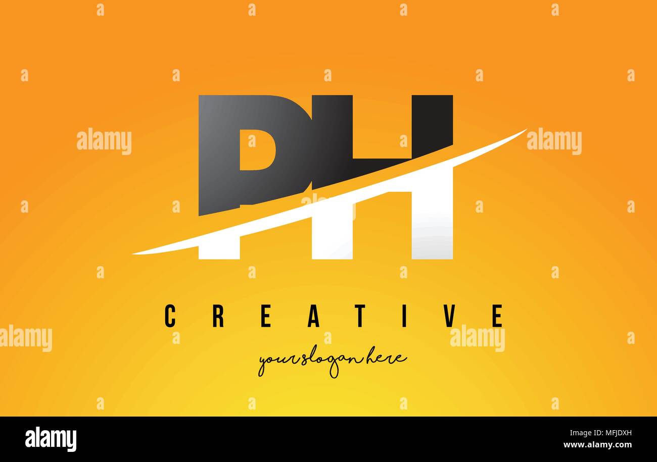 PH P H Letter Modern Logo Design with Swoosh Cutting the Middle Letters ...