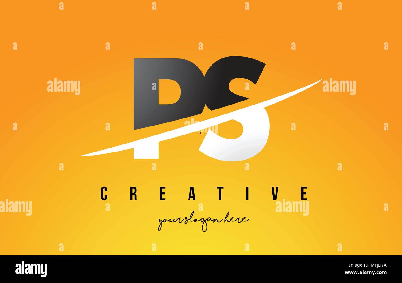 PS P S Letter Modern Logo Design with Swoosh Cutting the Middle Letters ...