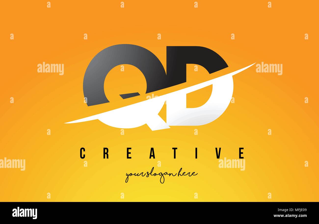 QD Q D Letter Modern Logo Design with Swoosh Cutting the Middle Letters ...