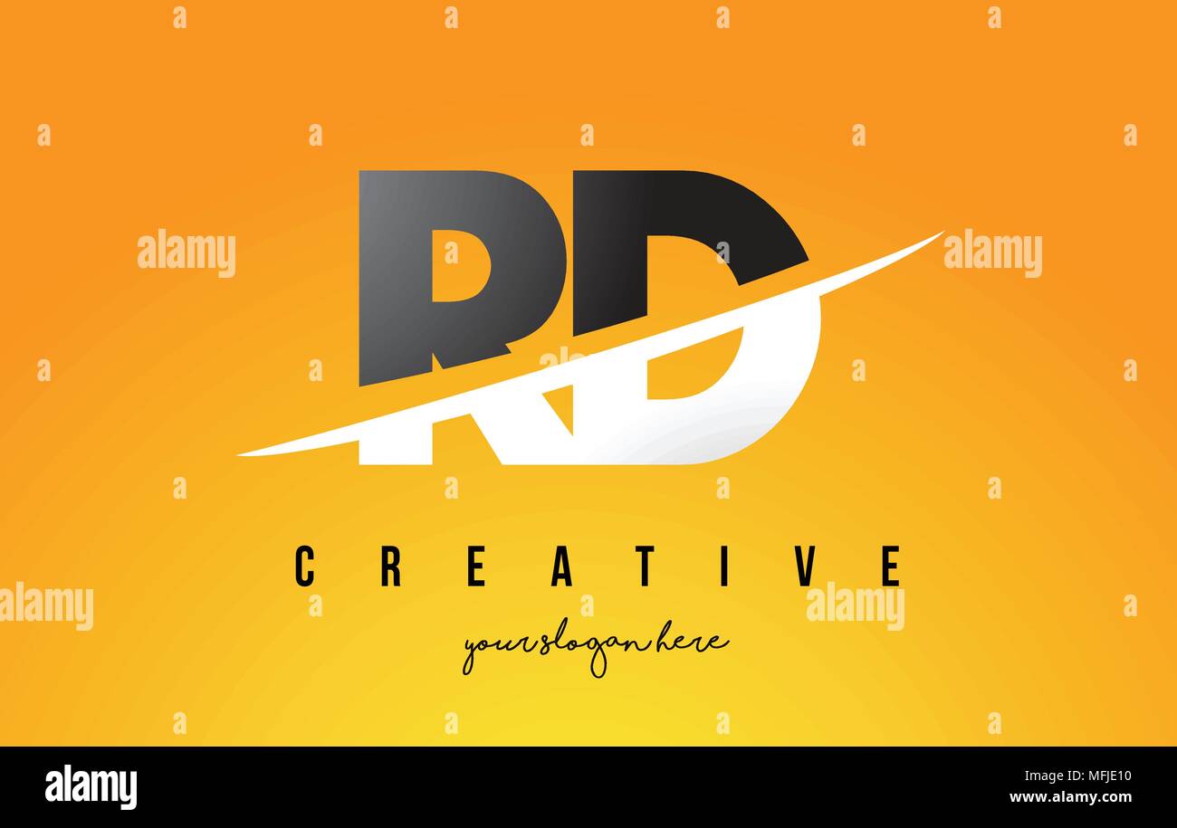RD R D Letter Modern Logo Design with Swoosh Cutting the Middle Letters ...