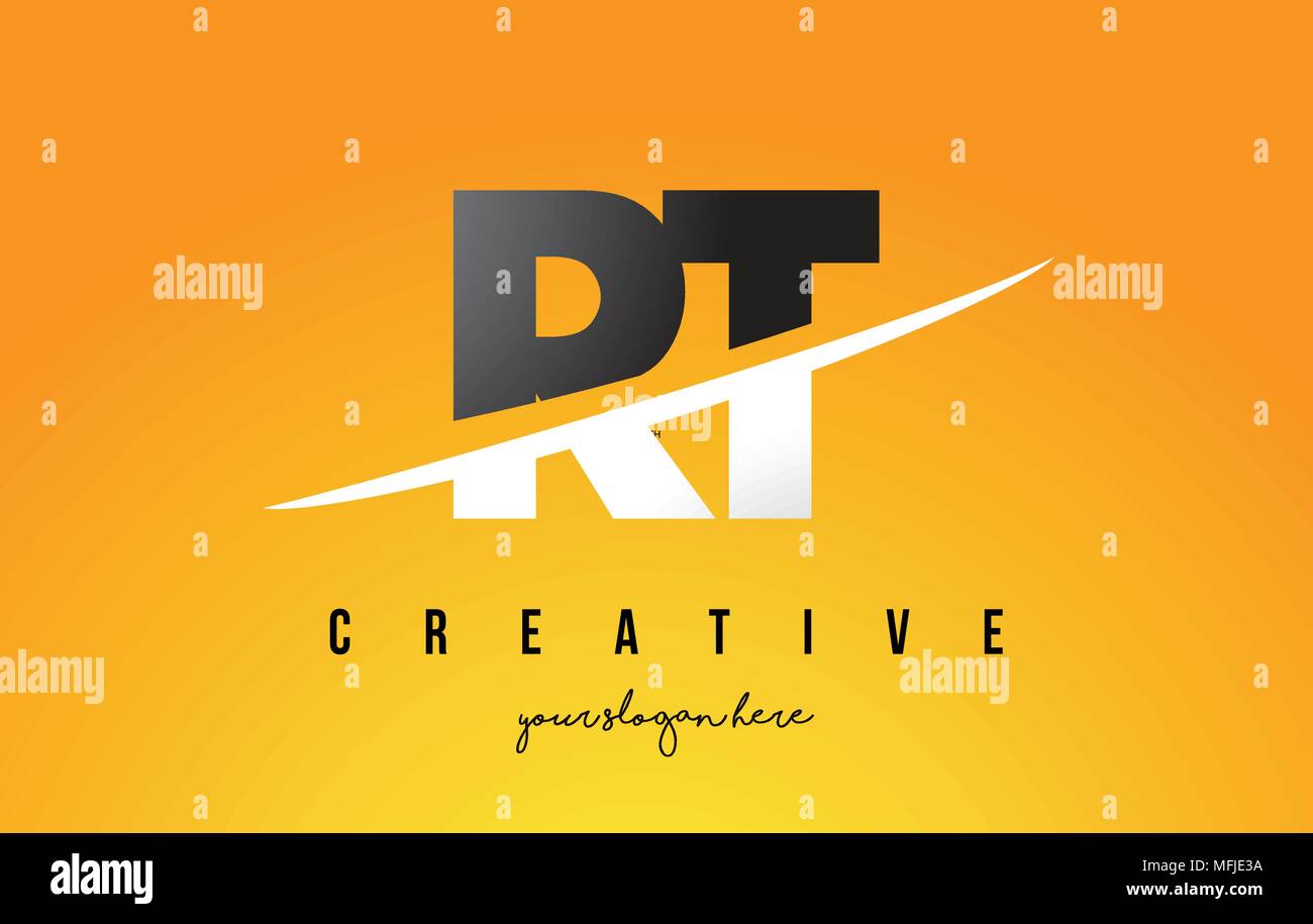 RT R T Letter Modern Logo Design with Swoosh Cutting the Middle Letters ...