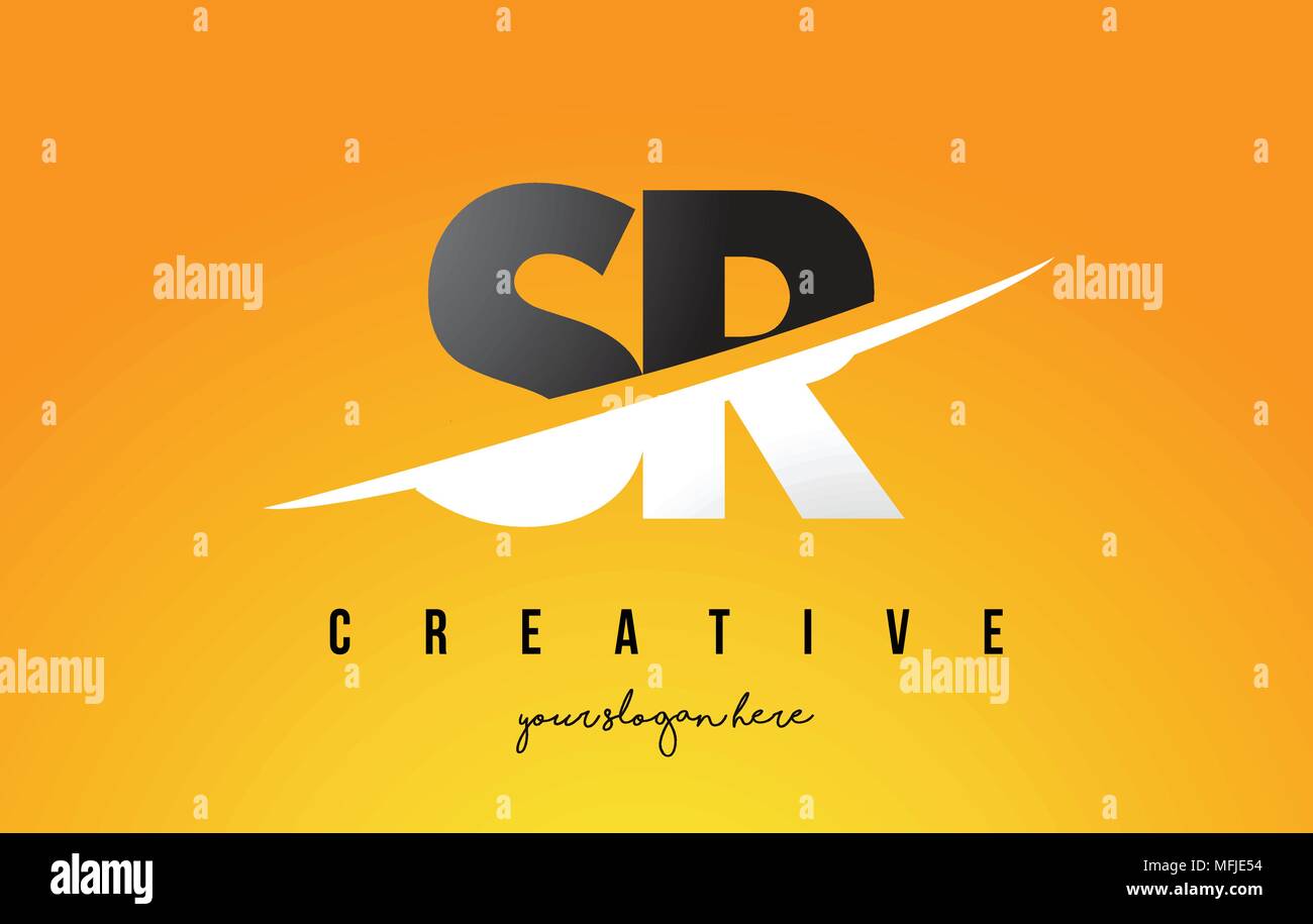 SR S R Letter Modern Logo Design with Swoosh Cutting the Middle Letters ...