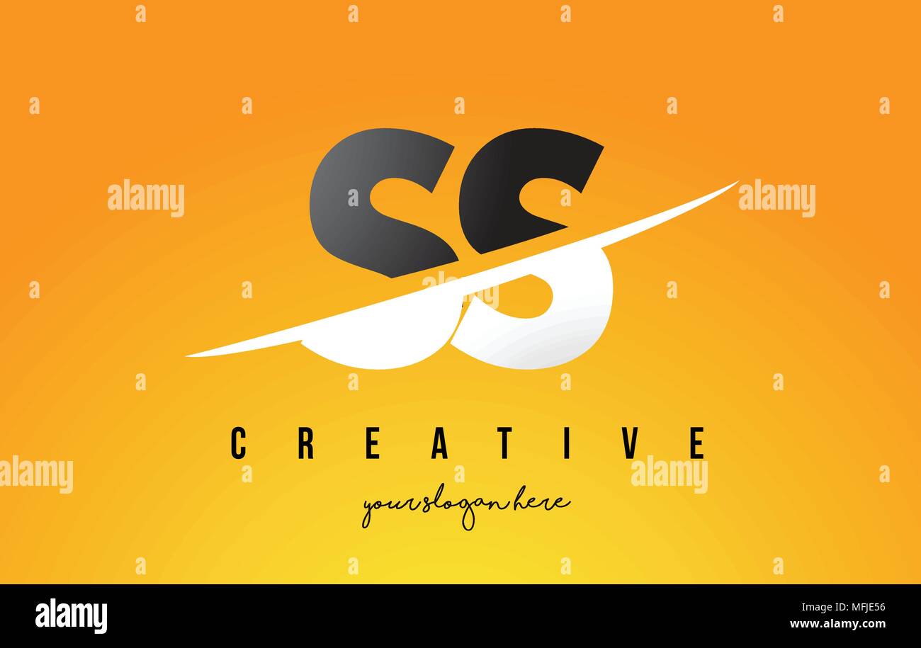 SS S S Letter Modern Logo Design with Swoosh Cutting the Middle Letters ...