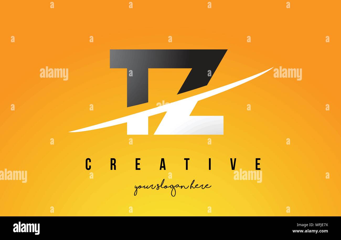 TZ T Z Letter Modern Logo Design with Swoosh Cutting the Middle Letters ...
