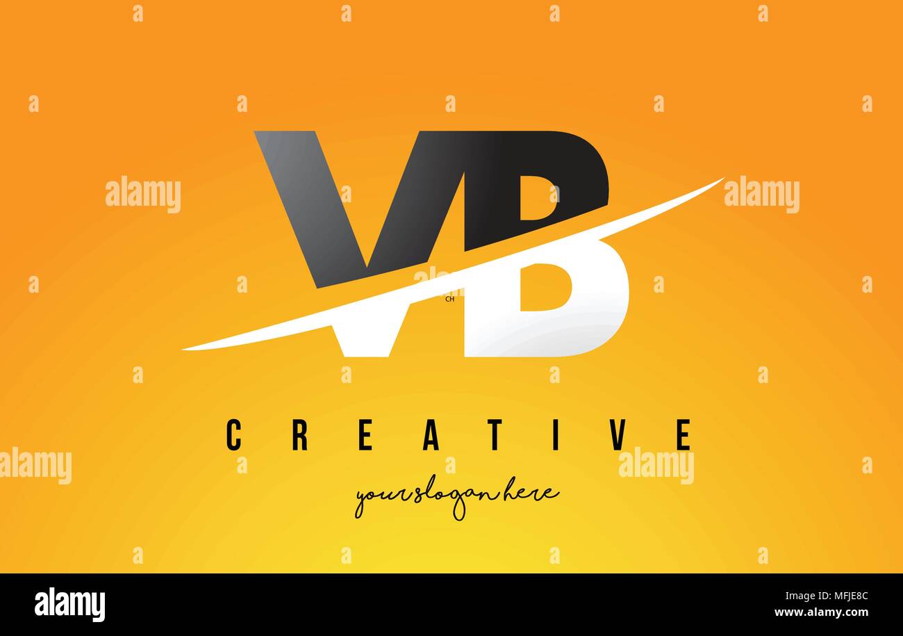 VB V B Letter Modern Logo Design with Swoosh Cutting the Middle Letters ...