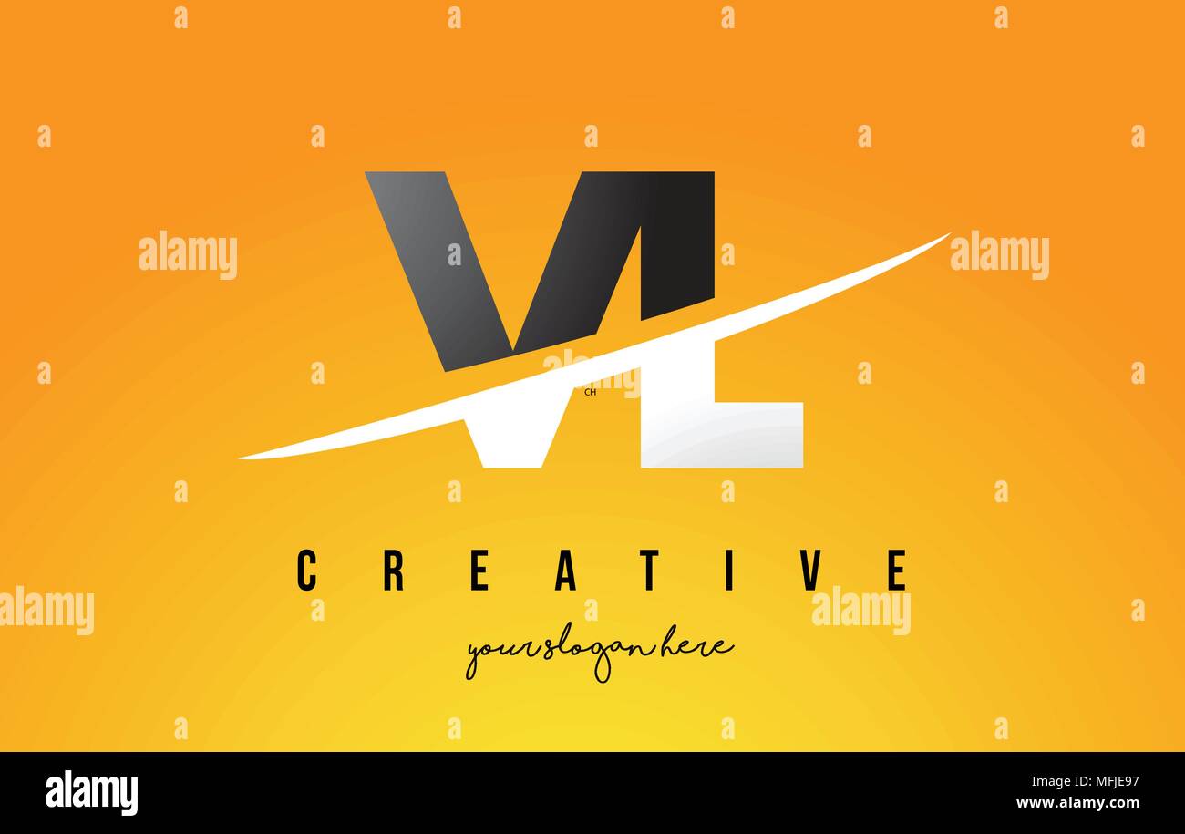 VL V L Letter Modern Logo Design with Swoosh Cutting the Middle Letters ...