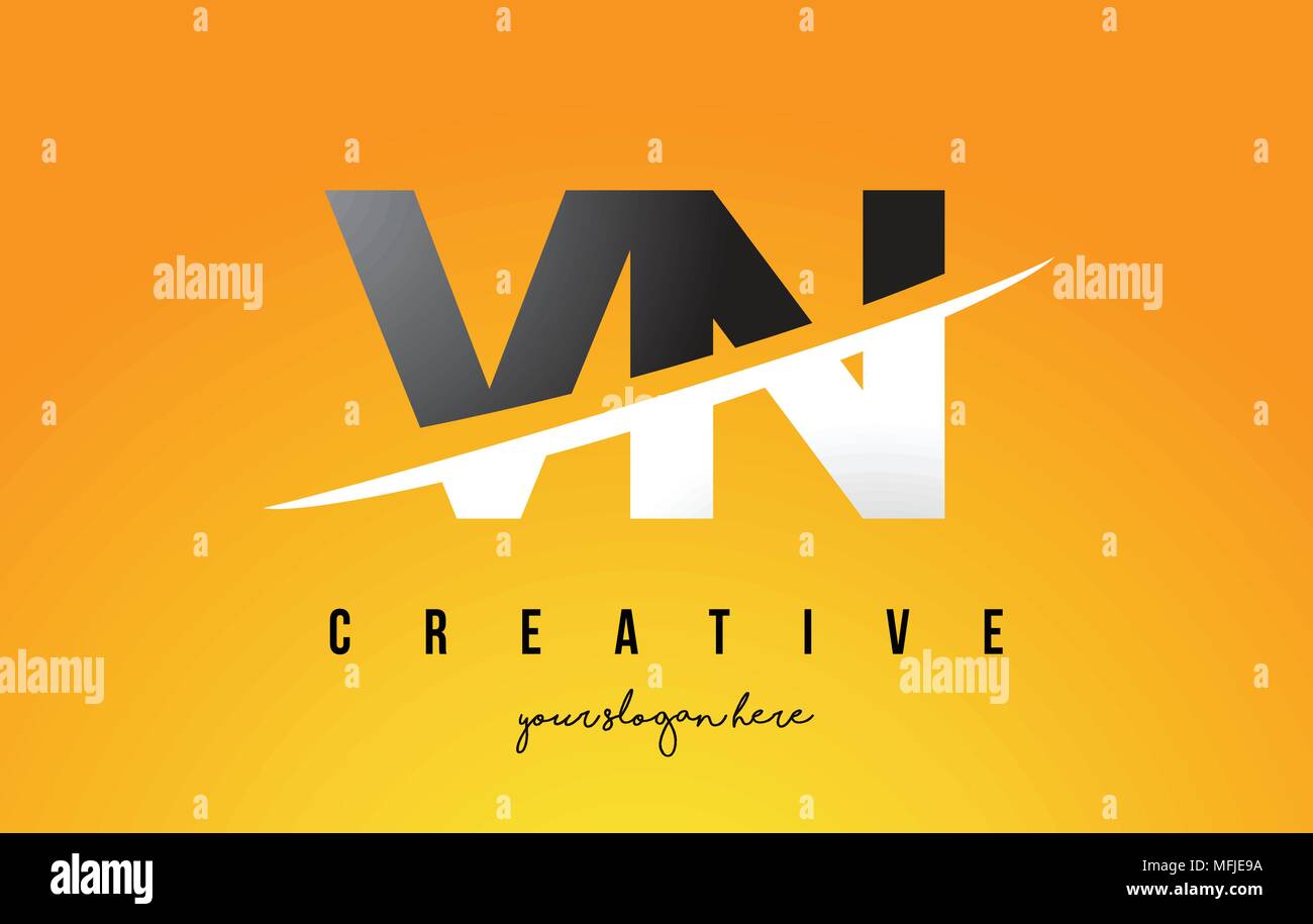 VN V N Letter Modern Logo Design with Swoosh Cutting the Middle Letters ...