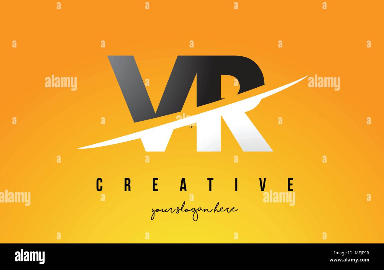 VR V R Letter Modern Logo Design with Swoosh Cutting the Middle Letters ...