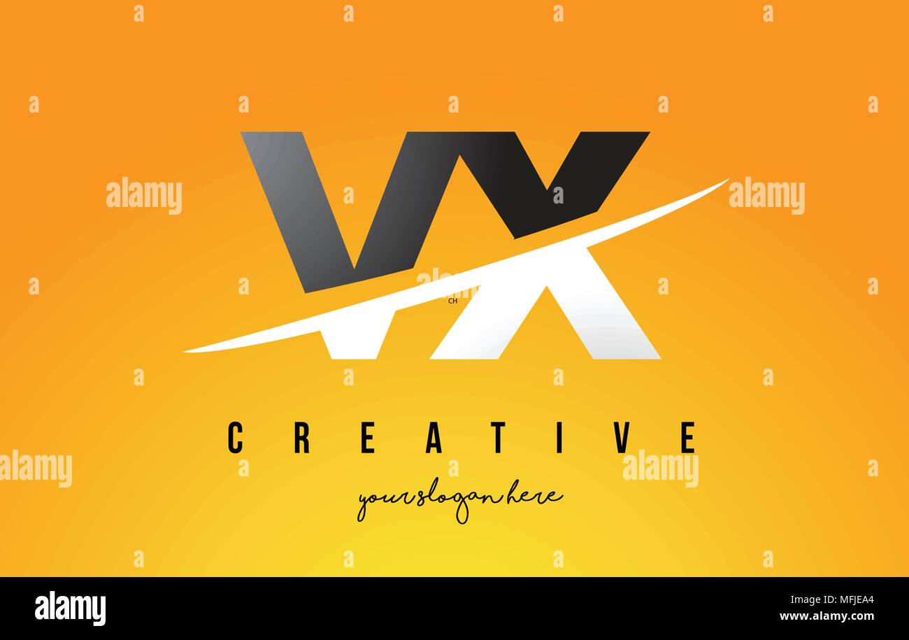 VX V X Letter Modern Logo Design with Swoosh Cutting the Middle Letters ...