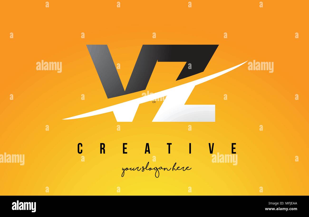 VZ V Z Letter Modern Logo Design with Swoosh Cutting the Middle Letters ...
