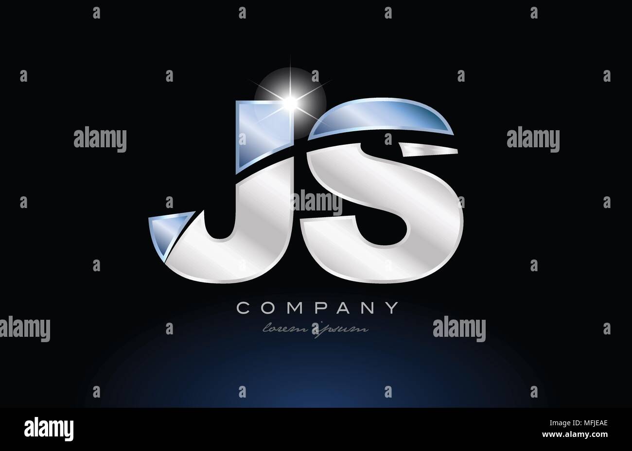 alphabet letter js j s logo design with metal blue color suitable for a ...