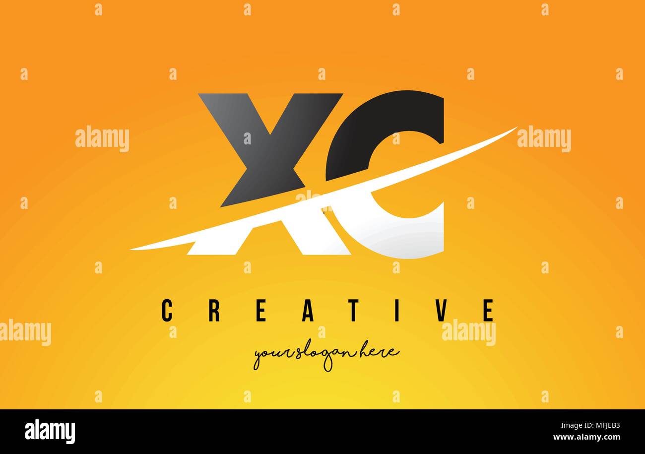 XC X C Letter Modern Logo Design with Swoosh Cutting the Middle Letters ...