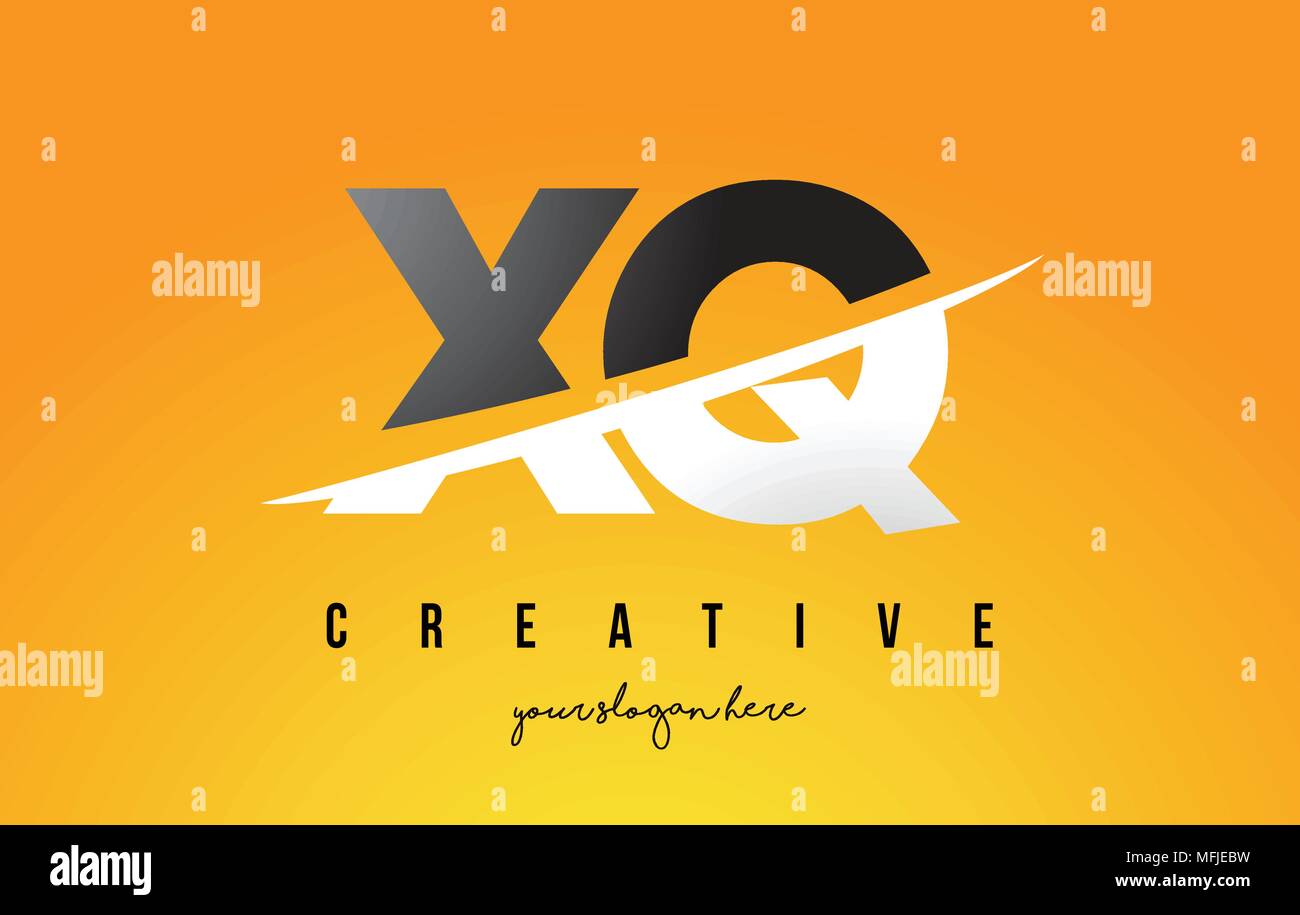 XQ X Q Letter Modern Logo Design with Swoosh Cutting the Middle Letters ...