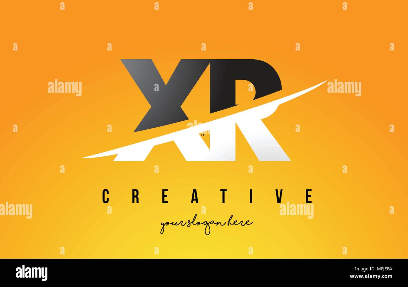 XR X R Letter Modern Logo Design with Swoosh Cutting the Middle Letters ...