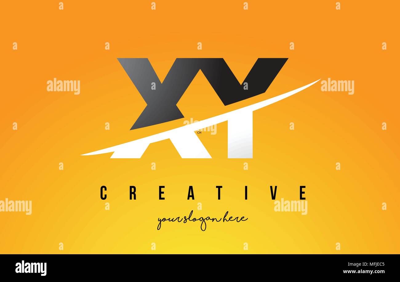 XY X Y Letter Modern Logo Design with Swoosh Cutting the Middle Letters ...