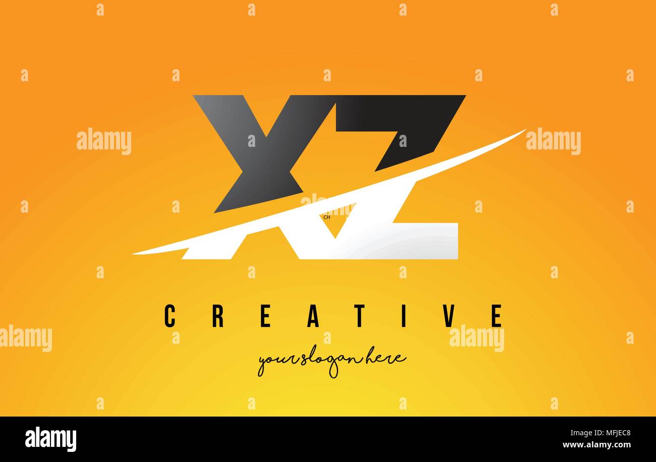 XZ X Z Letter Modern Logo Design with Swoosh Cutting the Middle Letters ...