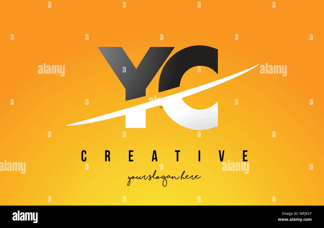 YC Y C Letter Modern Logo Design with Swoosh Cutting the Middle Letters ...