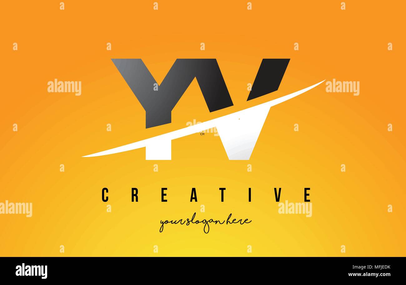YV Y V Letter Modern Logo Design with Swoosh Cutting the Middle Letters ...
