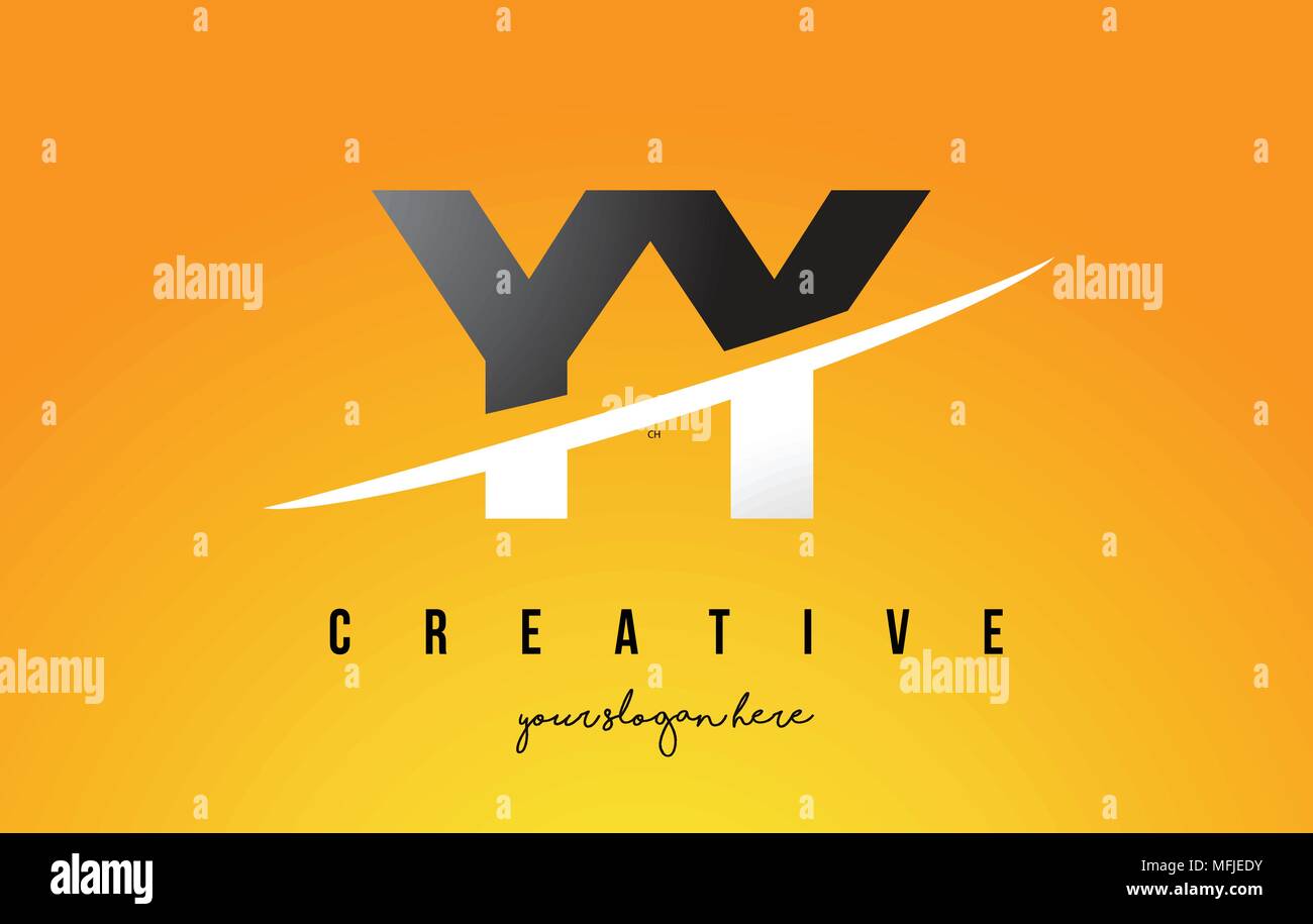 YY Y Letter Modern Logo Design with Swoosh Cutting the Middle Letters ...