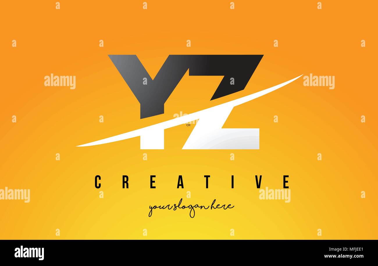 YZ Y Z Letter Modern Logo Design with Swoosh Cutting the Middle Letters ...