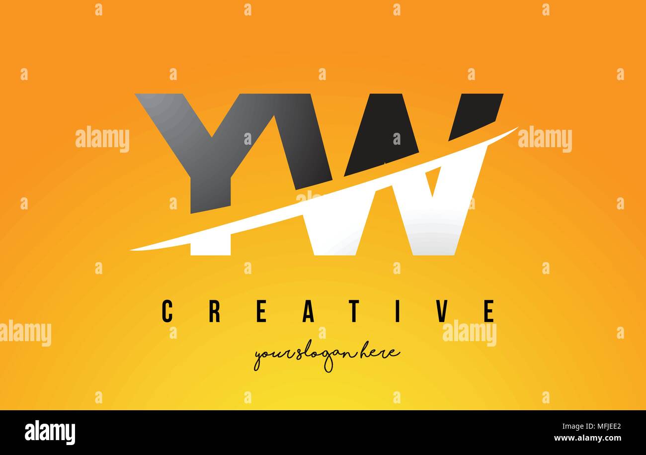 YW Y W Letter Modern Logo Design with Swoosh Cutting the Middle Letters ...