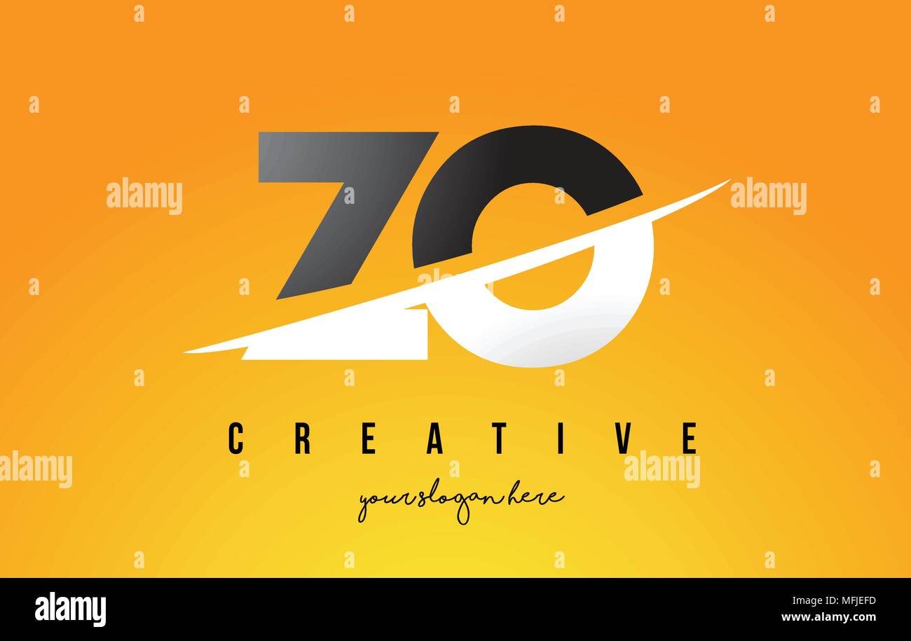 ZO Z O Letter Modern Logo Design with Swoosh Cutting the Middle Letters ...