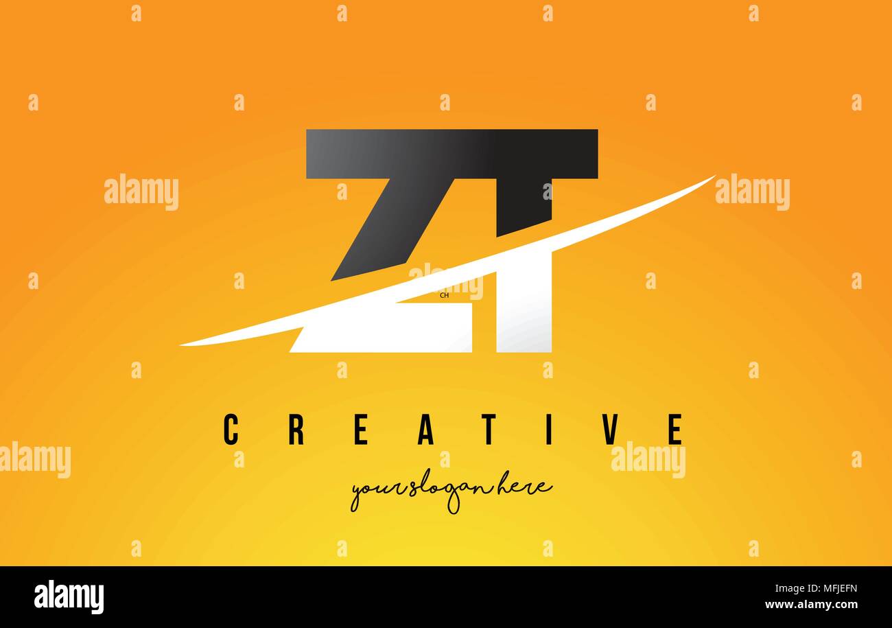 ZT Z T Letter Modern Logo Design with Swoosh Cutting the Middle Letters ...