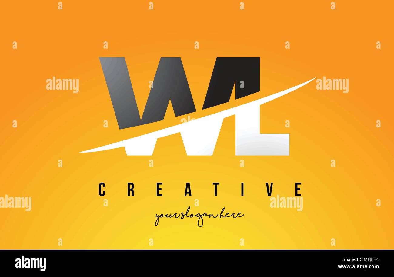 WL W L Letter Modern Logo Design with Swoosh Cutting the Middle Letters ...