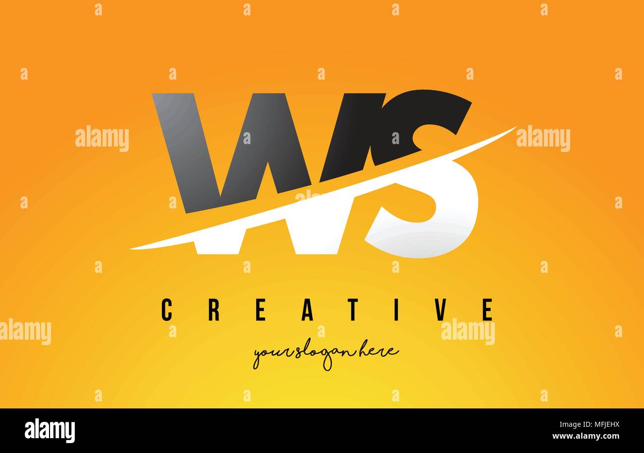 WS W S Letter Modern Logo Design with Swoosh Cutting the Middle Letters ...