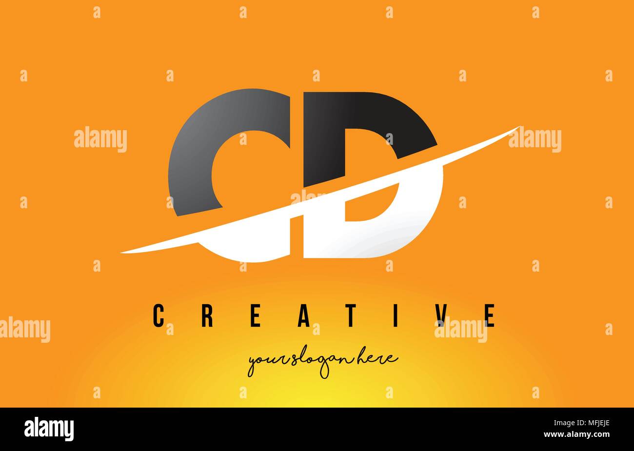 CD C D Letter Modern Logo Design with Swoosh Cutting the Middle Letters ...