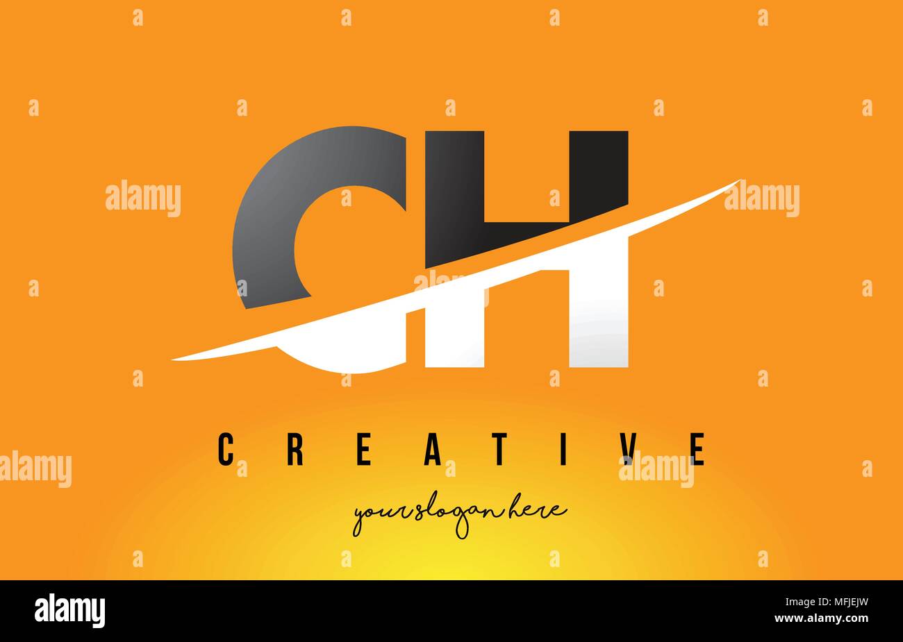 CH C H Letter Modern Logo Design with Swoosh Cutting the Middle Letters ...