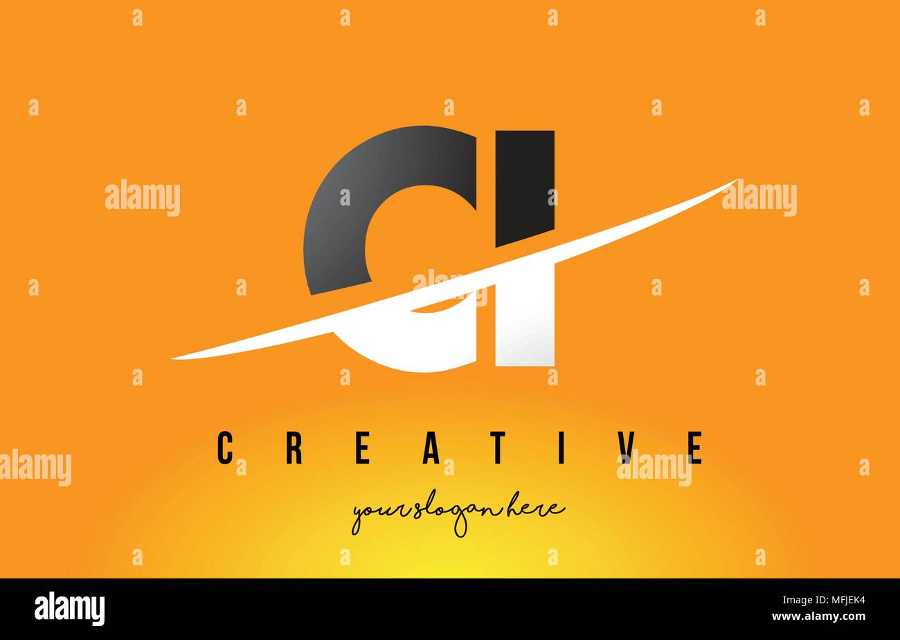 CI C I Letter Modern Logo Design with Swoosh Cutting the Middle Letters ...