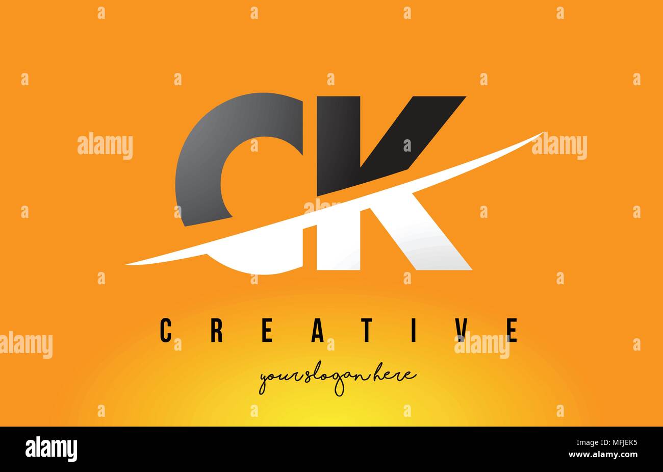 CK C K Letter Modern Logo Design with Swoosh Cutting the Middle Letters ...