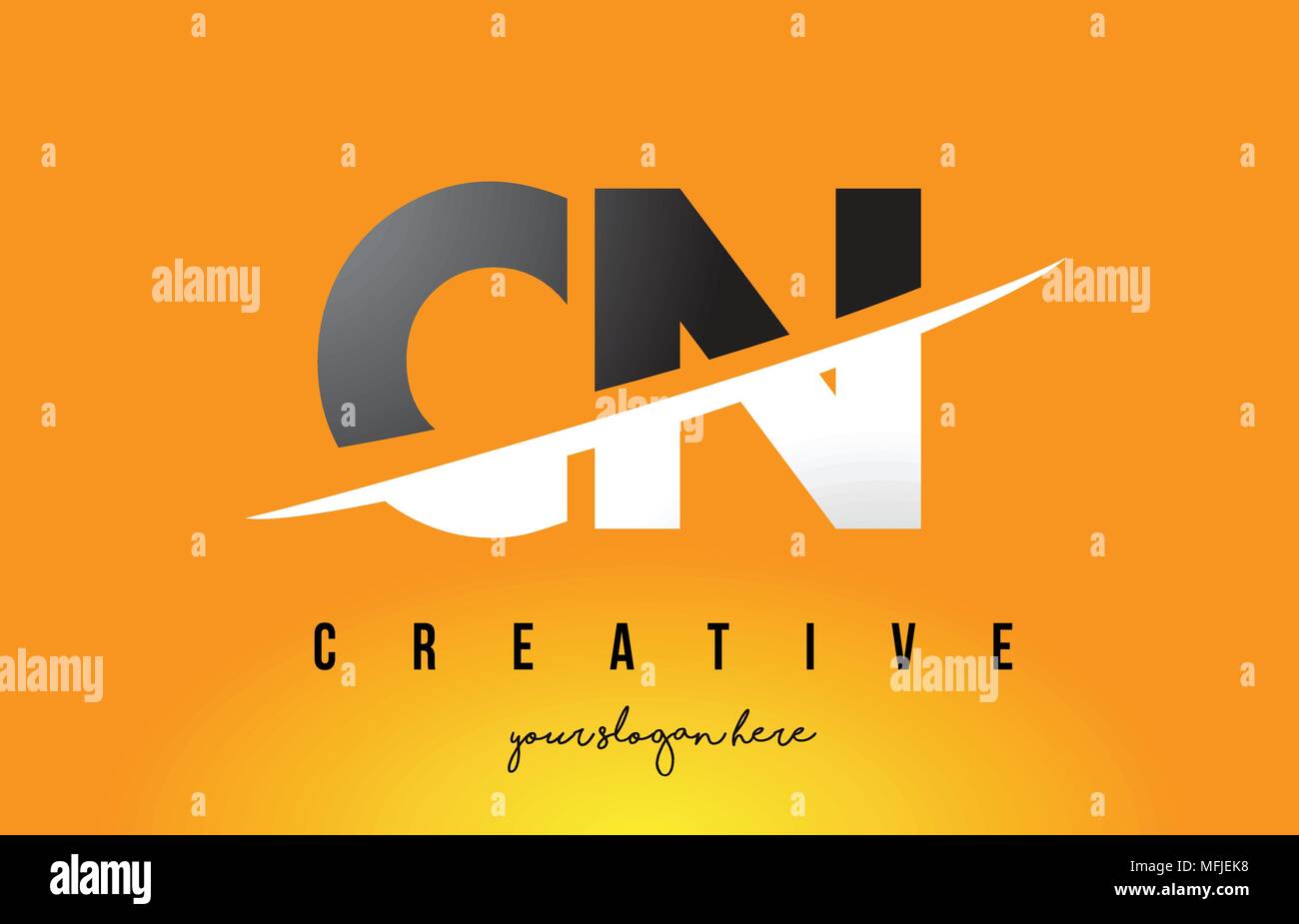 CN C N Letter Modern Logo Design with Swoosh Cutting the Middle Letters ...