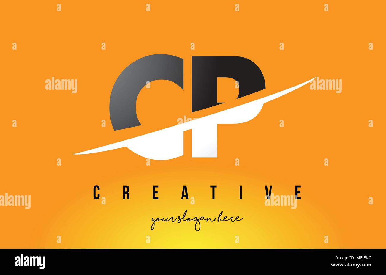 CP C P Letter Modern Logo Design with Swoosh Cutting the Middle Letters ...