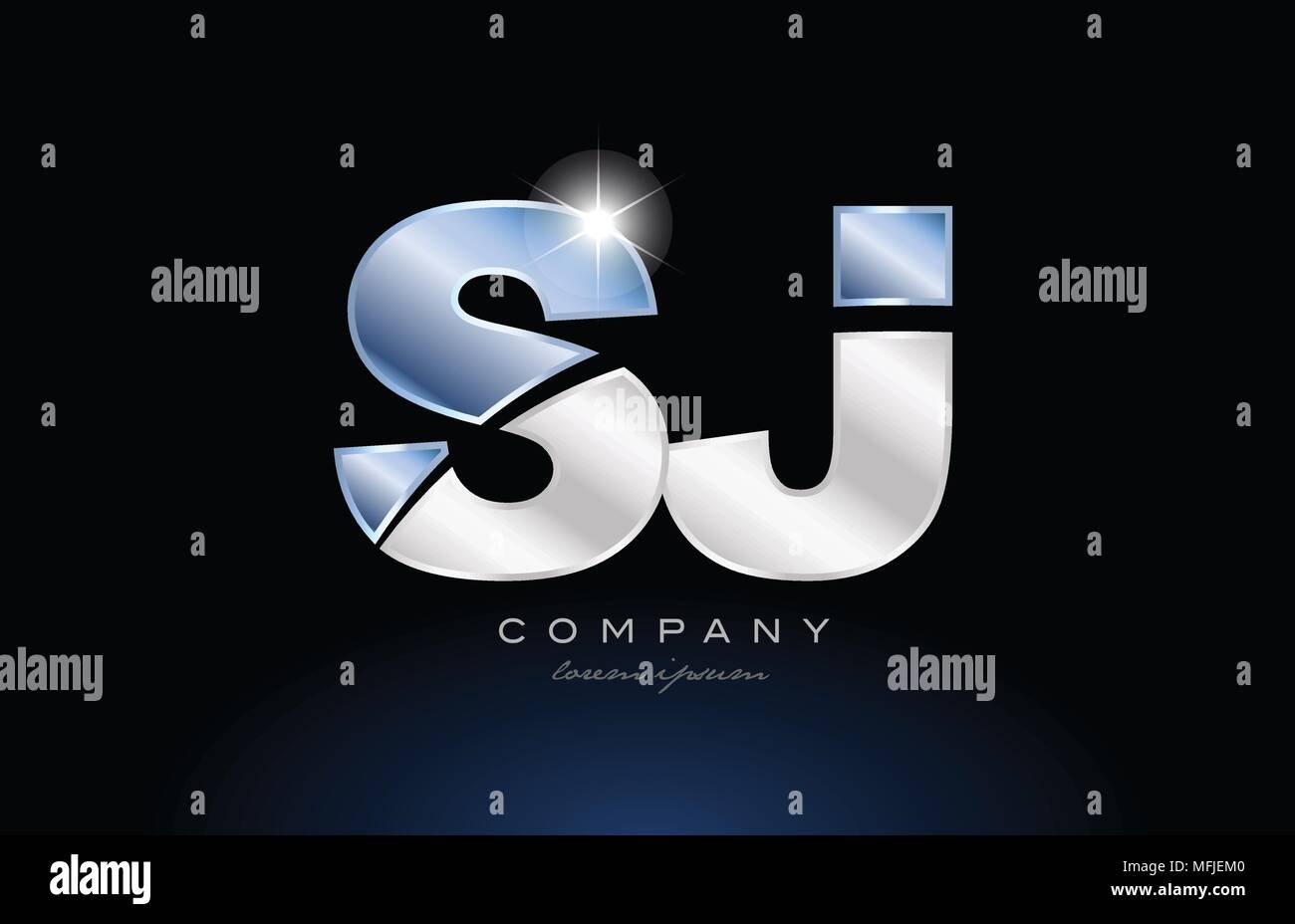 alphabet letter sj s j logo design with metal blue color suitable for a ...