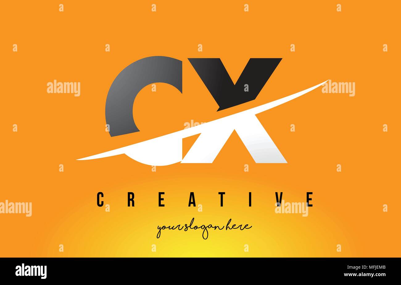 CX C X Letter Modern Logo Design with Swoosh Cutting the Middle Letters ...
