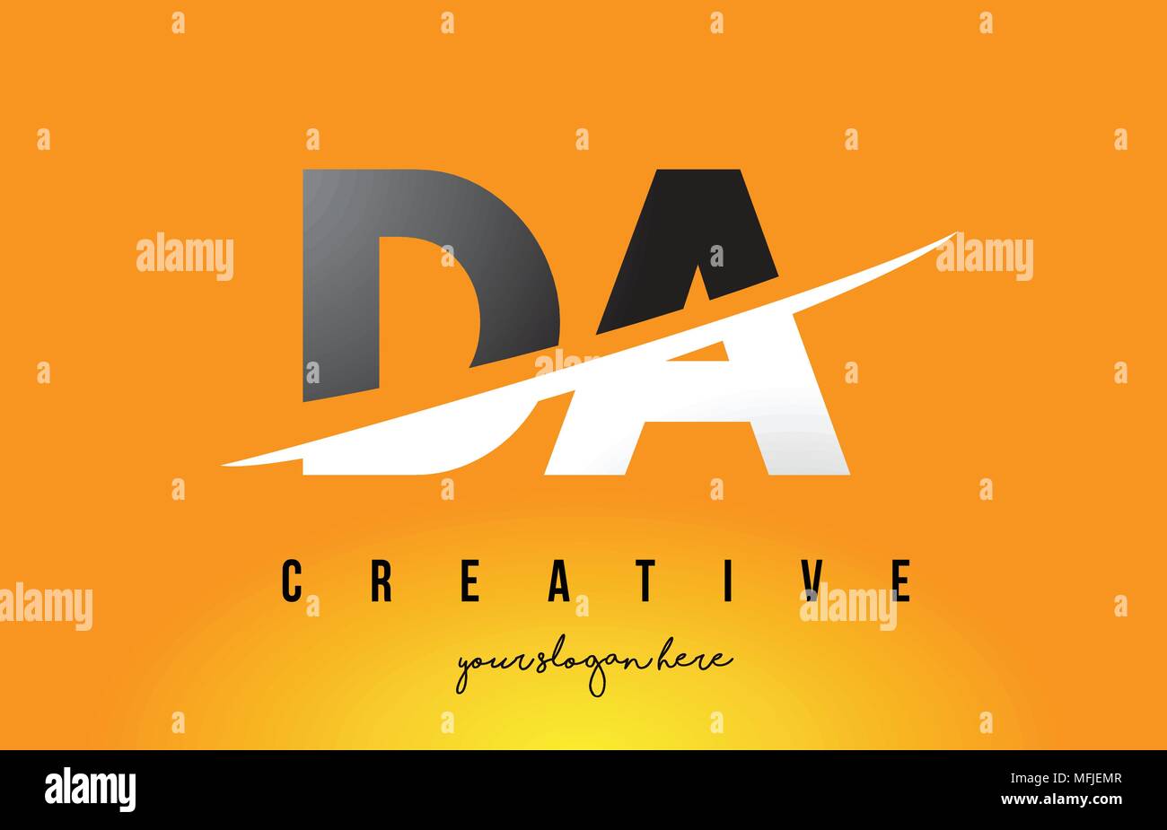 DA D A Letter Modern Logo Design with Swoosh Cutting the Middle Letters ...