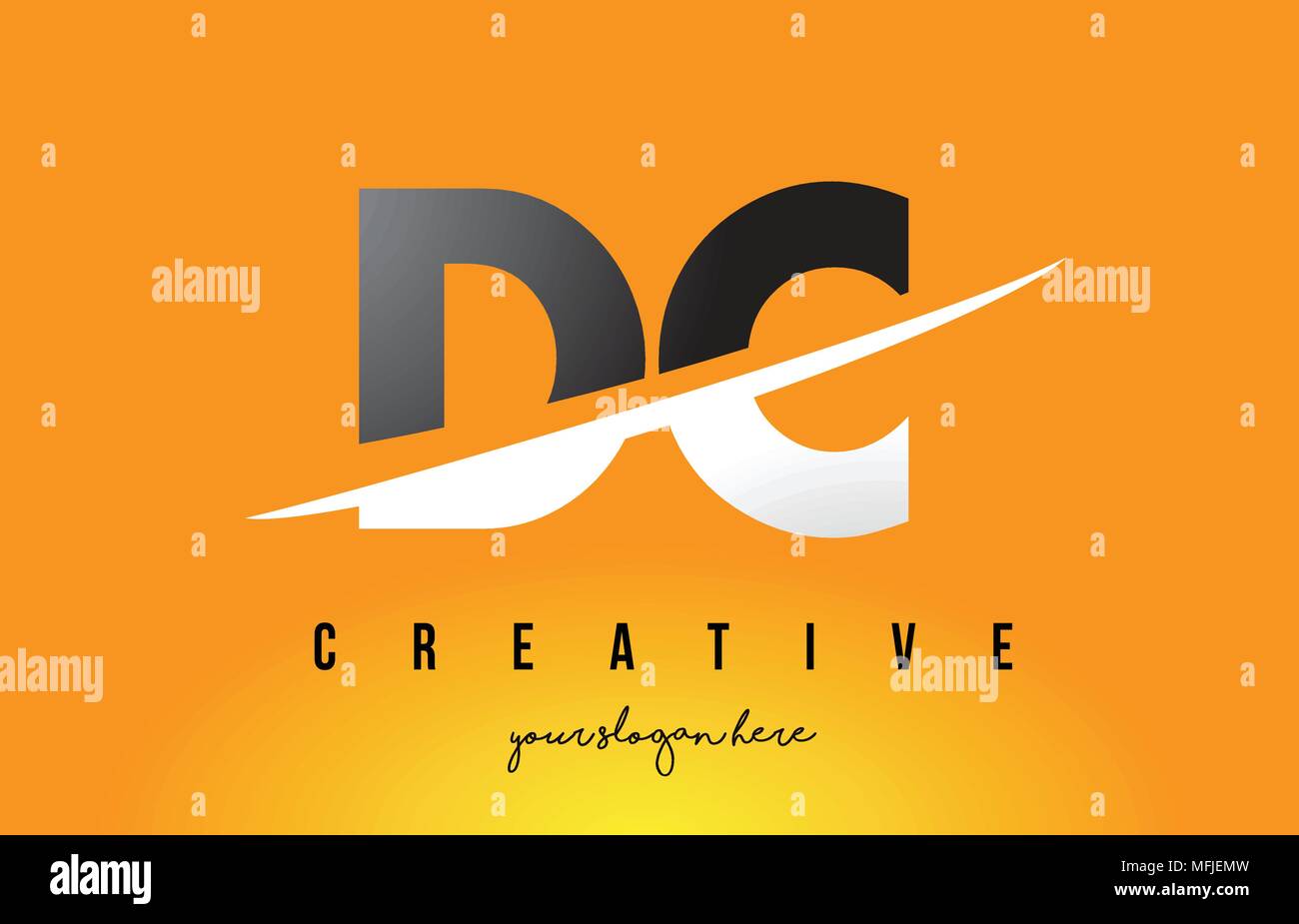 DC D C Letter Modern Logo Design with Swoosh Cutting the Middle Letters ...