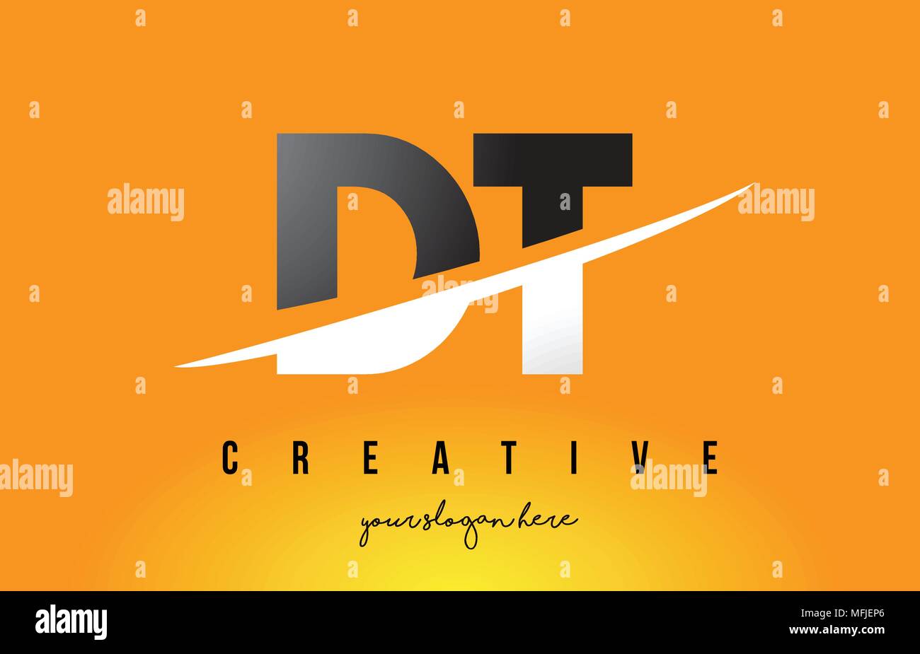 DT D T Letter Modern Logo Design with Swoosh Cutting the Middle Letters ...