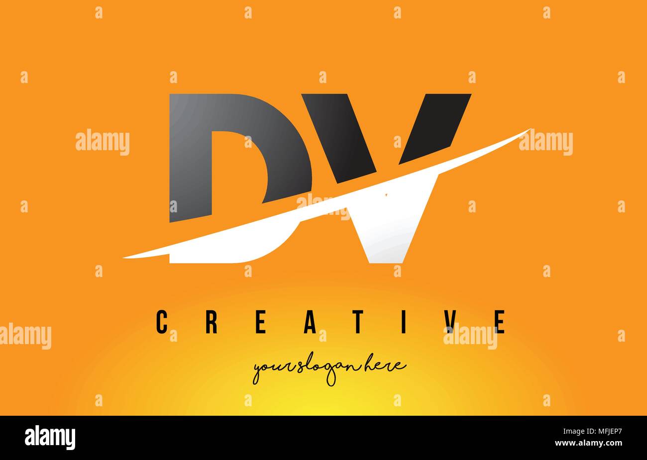 DV D V Letter Modern Logo Design with Swoosh Cutting the Middle Letters ...