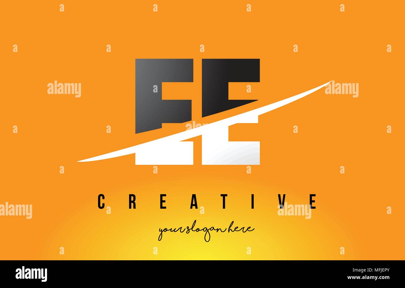 EE E E Letter Modern Logo Design with Swoosh Cutting the Middle Letters ...