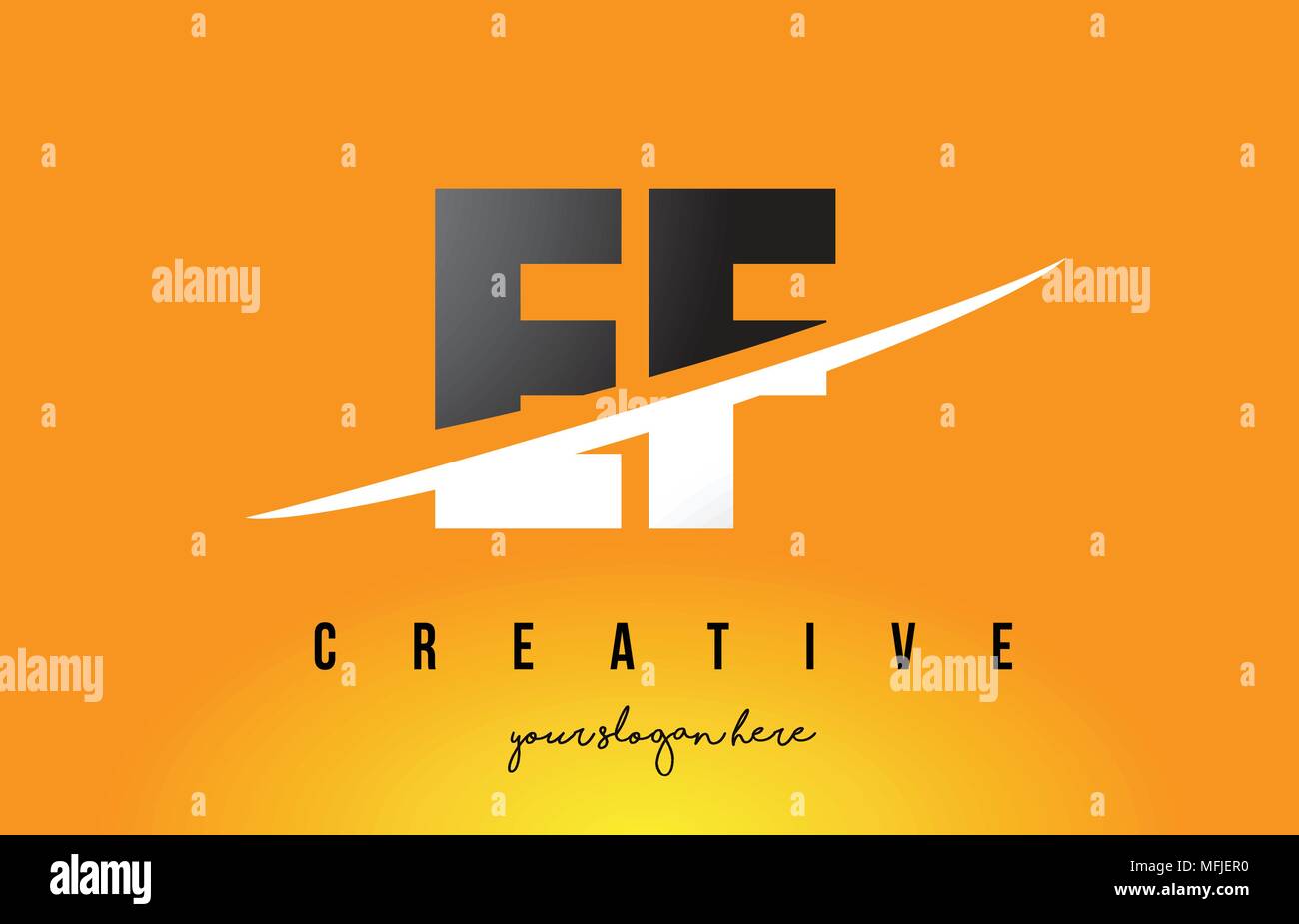 EF E F Letter Modern Logo Design with Swoosh Cutting the Middle Letters ...