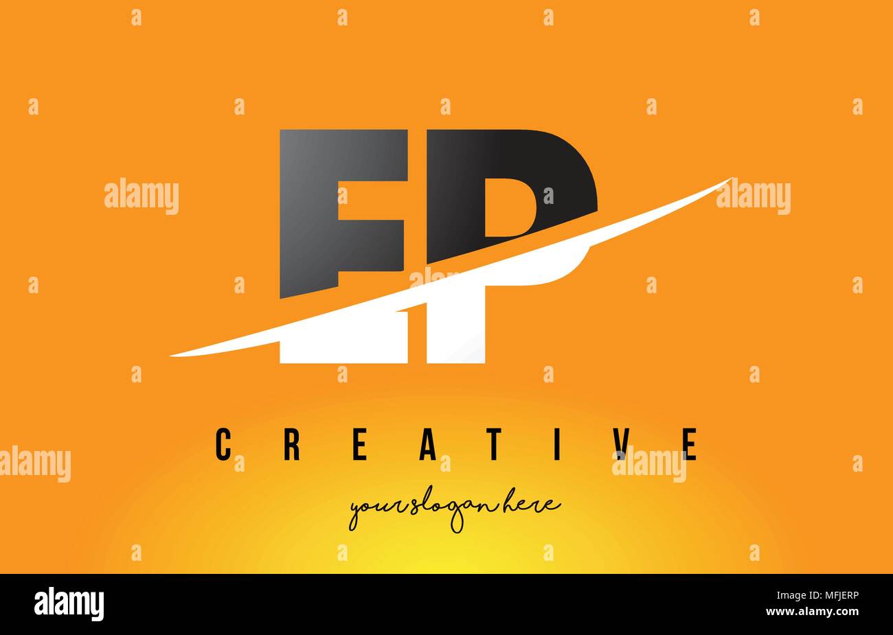 EP E P Letter Modern Logo Design with Swoosh Cutting the Middle Letters ...